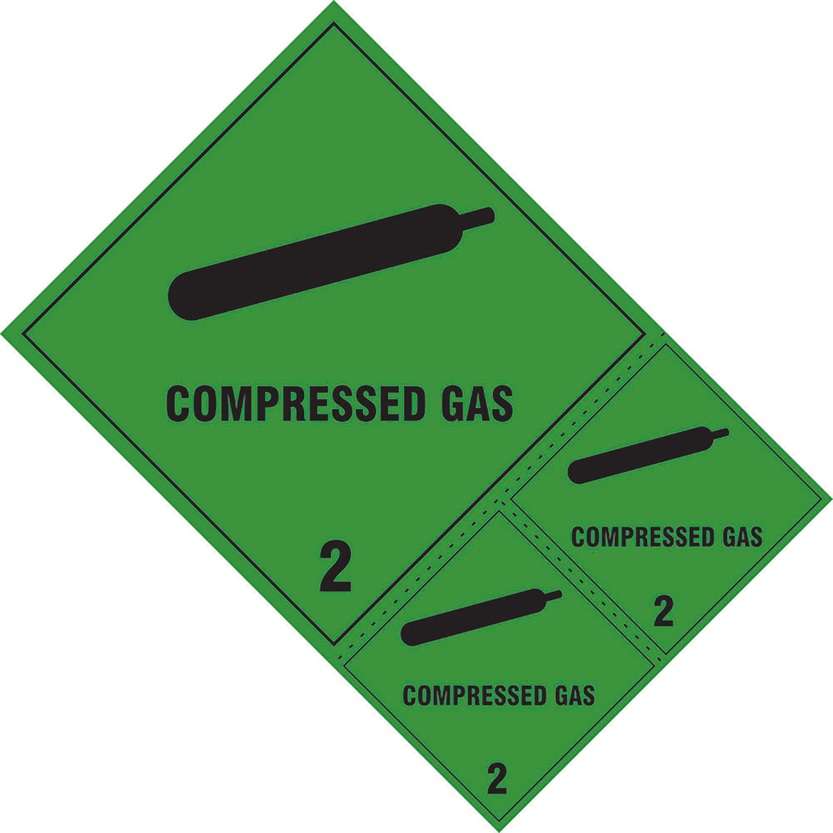 Self-Adhesive Vinyl "Compressed Gas 2" Dangerous Goods Label (Pack of 3 ...