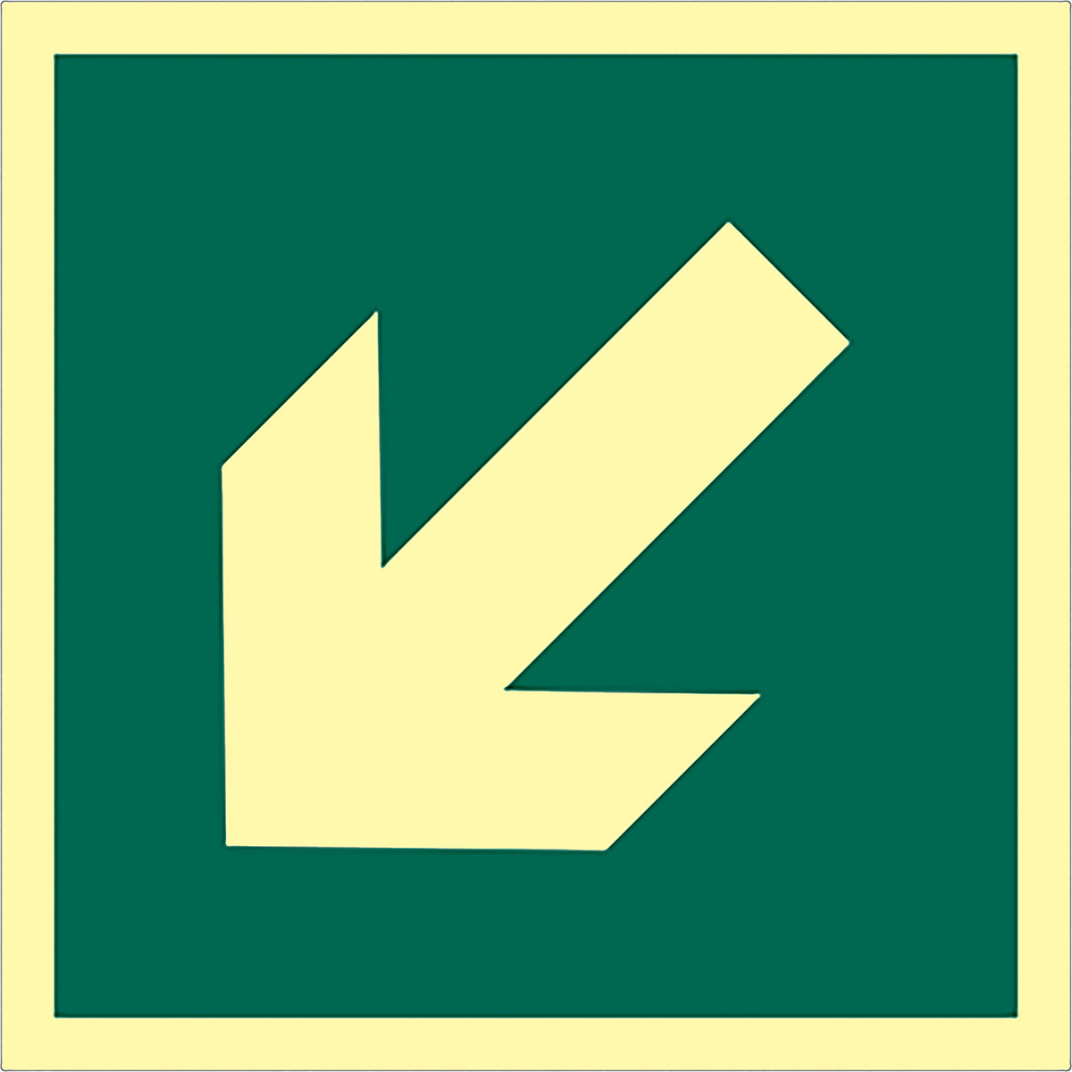 Photoluminescent Diagonal Arrow Sign 150mm x 150mm | Spectrum ...