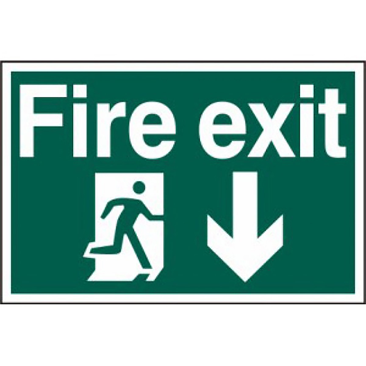 Self-Adhesive PVC "Fire Exit" Down Arrow/Man Sign 600mm x 400mm ...