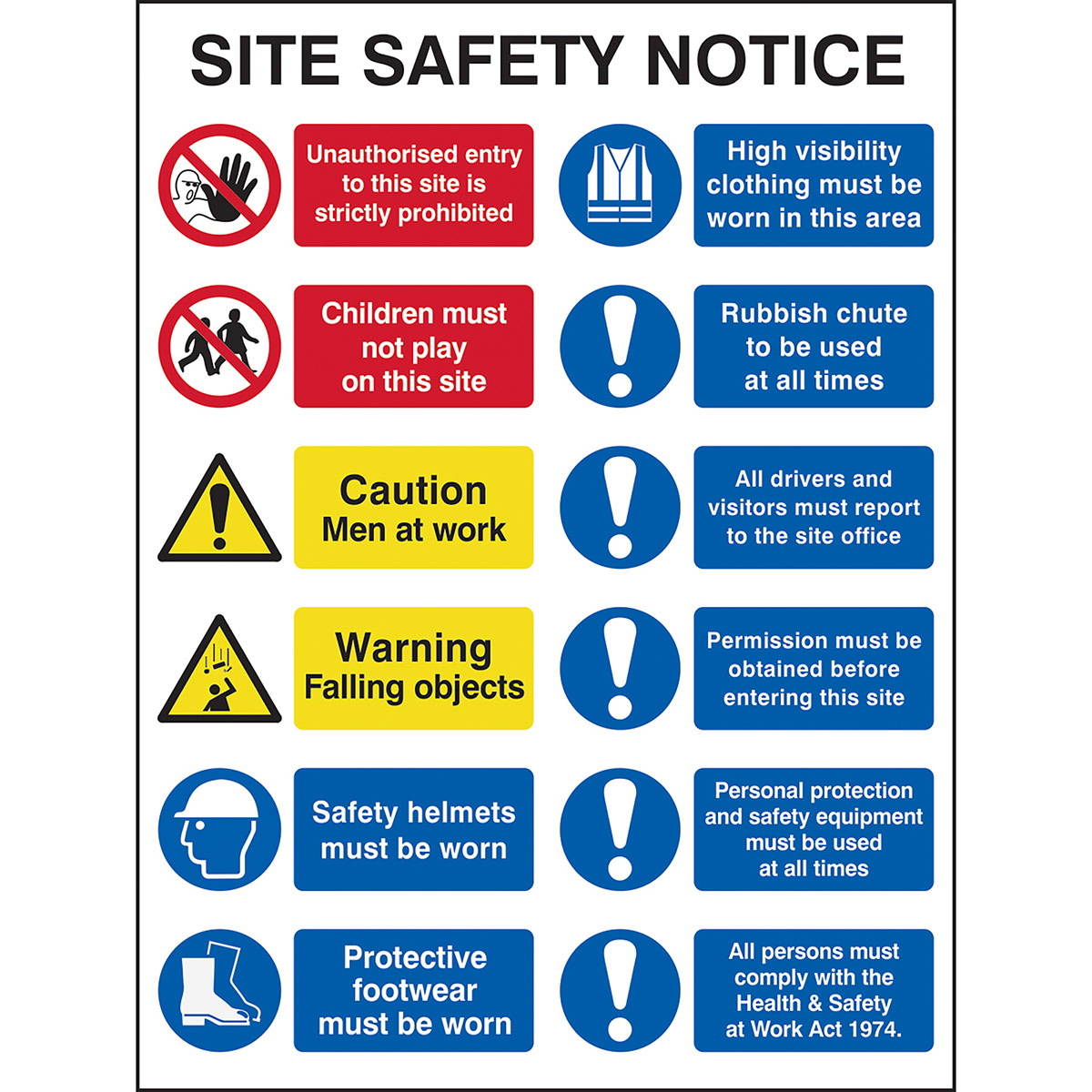 Foamex Site Safety Notice Information Sign 600mm x 800mm | Spectrum ...