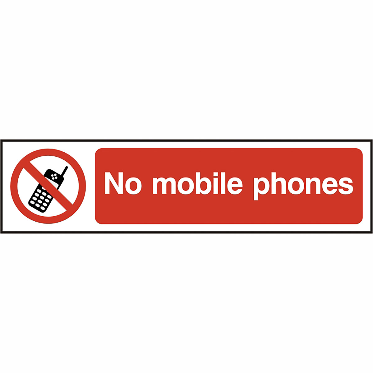 Self-Adhesive PVC "No Mobile Phones" Sign 200mm x 50mm | Spectrum ...