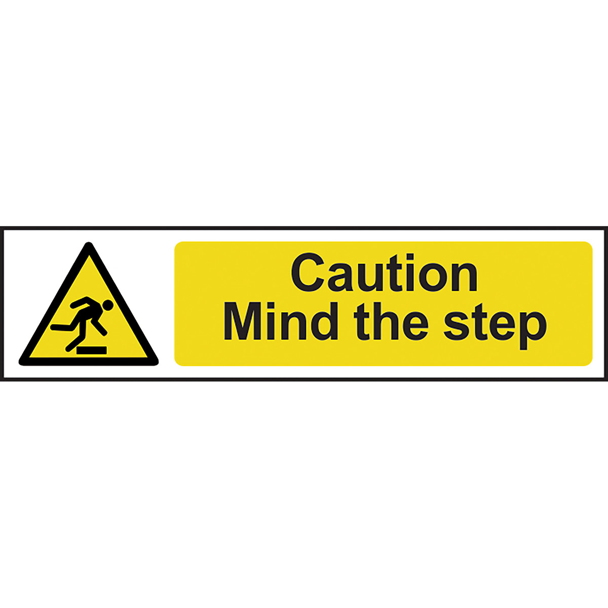 Self-Adhesive PVC "Caution Mind Your Step" Sign 200mm x 50mm | Spectrum ...