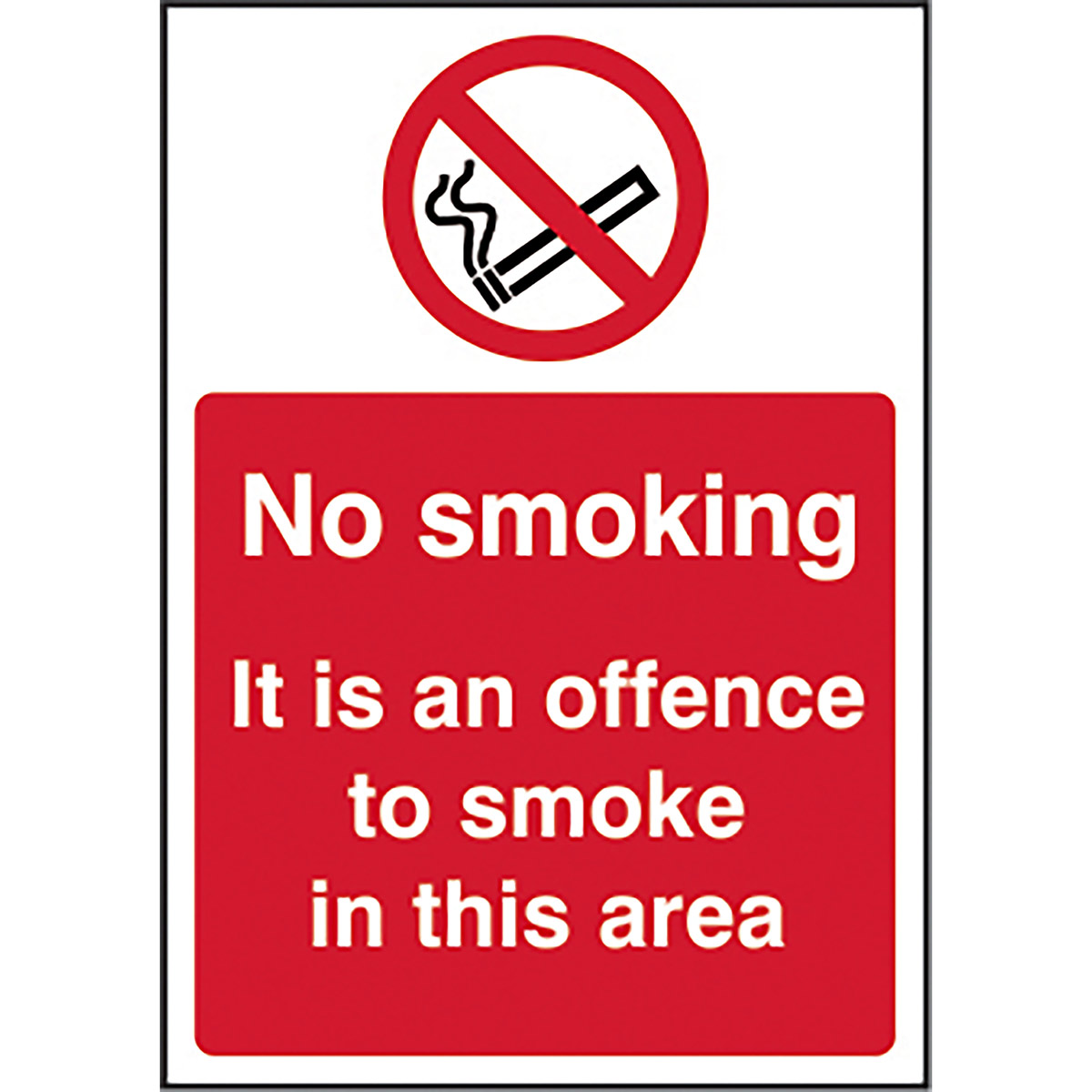 Self-Adhesive Vinyl "No Smoking it is an Offence to Smoke..." Sign ...