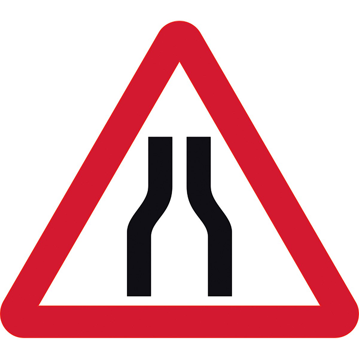 Zintec Triangular Road Narrows Both Lanes Road Sign and Frame 750mm ...