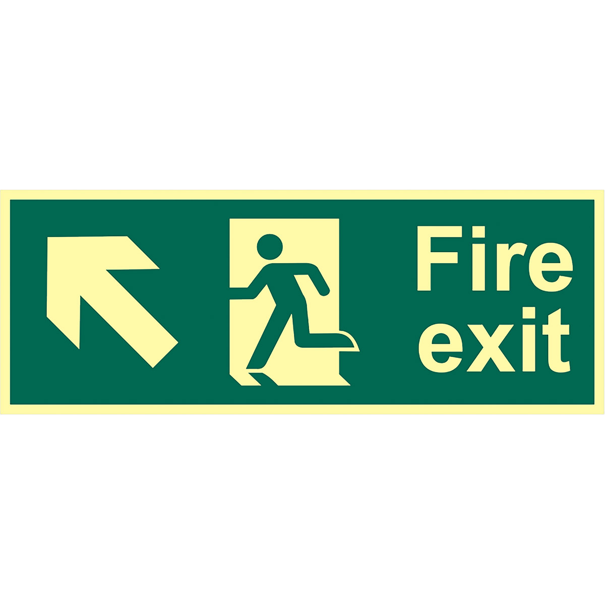 PVC Photoluminescent "Fire Exit" Up/Left Arrow/Running Man Sign 400mm x ...
