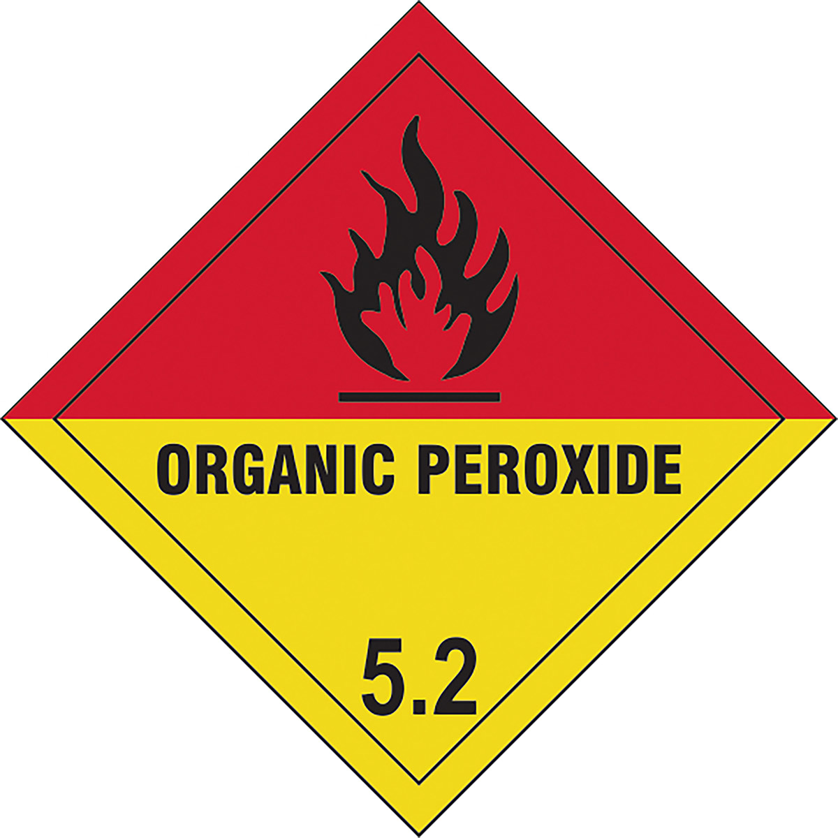 Self-Adhesive Vinyl "Organic Peroxide 5.2" Dangerous Goods Label 100mm ...