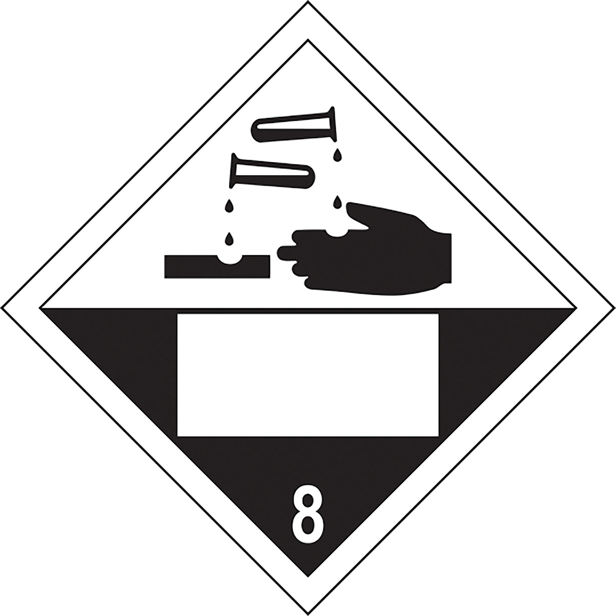 Self-Adhesive Vinyl Corrosive 8 Dangerous Goods Label 250mm | Spectrum ...