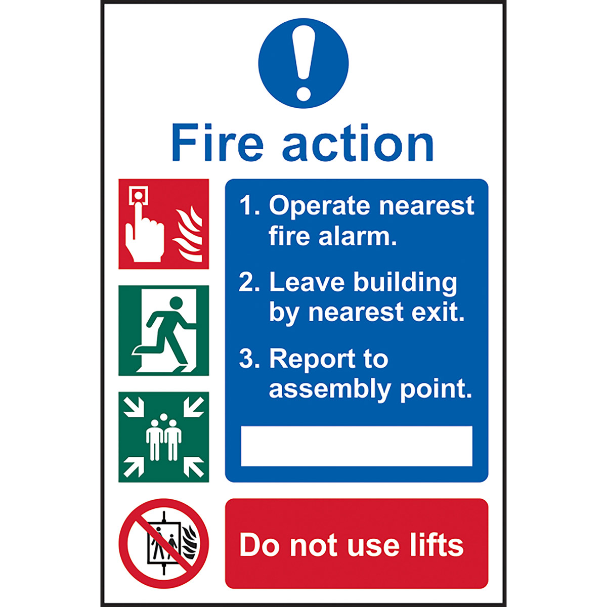 PVC Fire Action Plan Sign 200mm X 300mm Not Branded Fire Action 