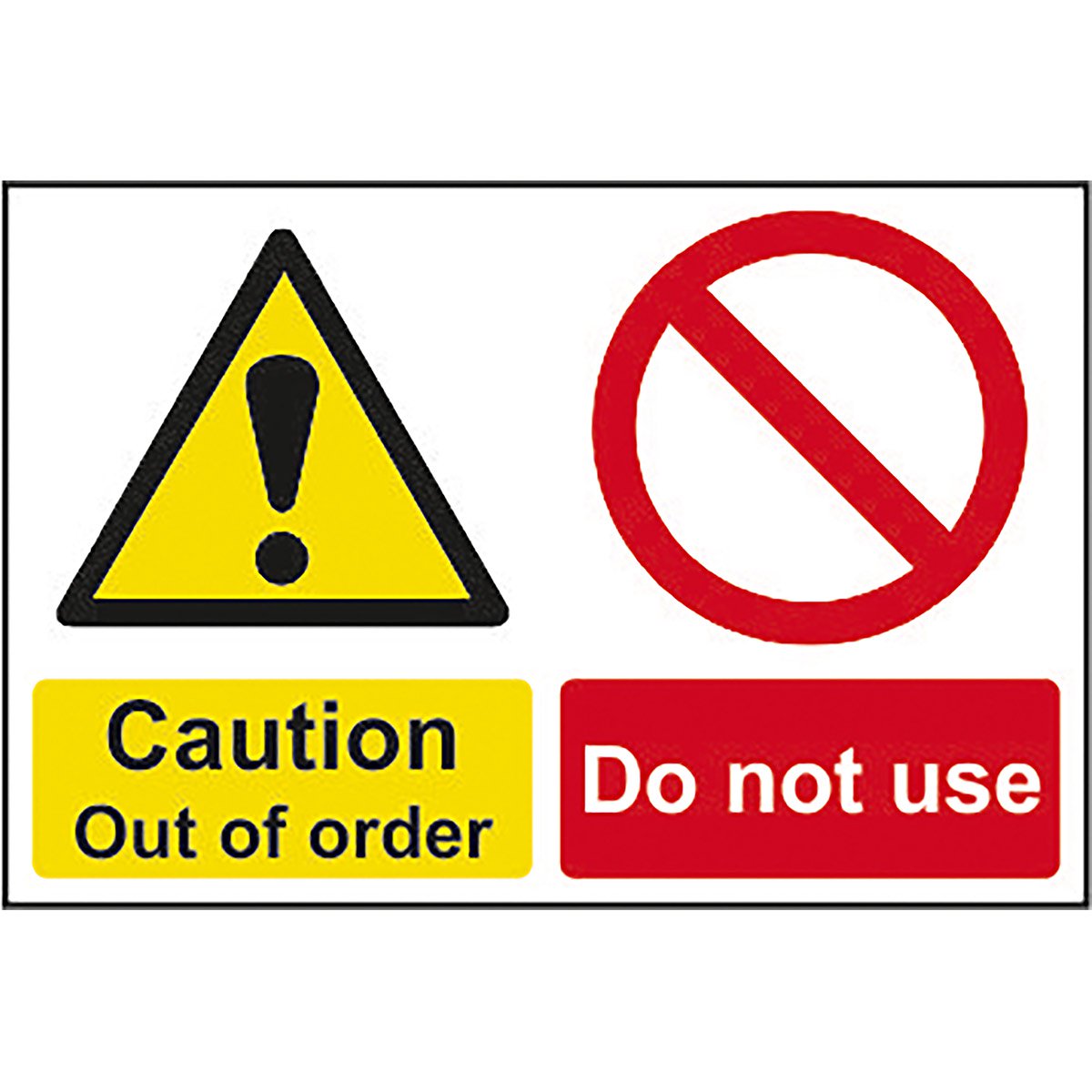 PVC "Caution Out Of Order Do Not Use" Sign 300mm x 200mm | Not Branded | Machinery Signs | Arco