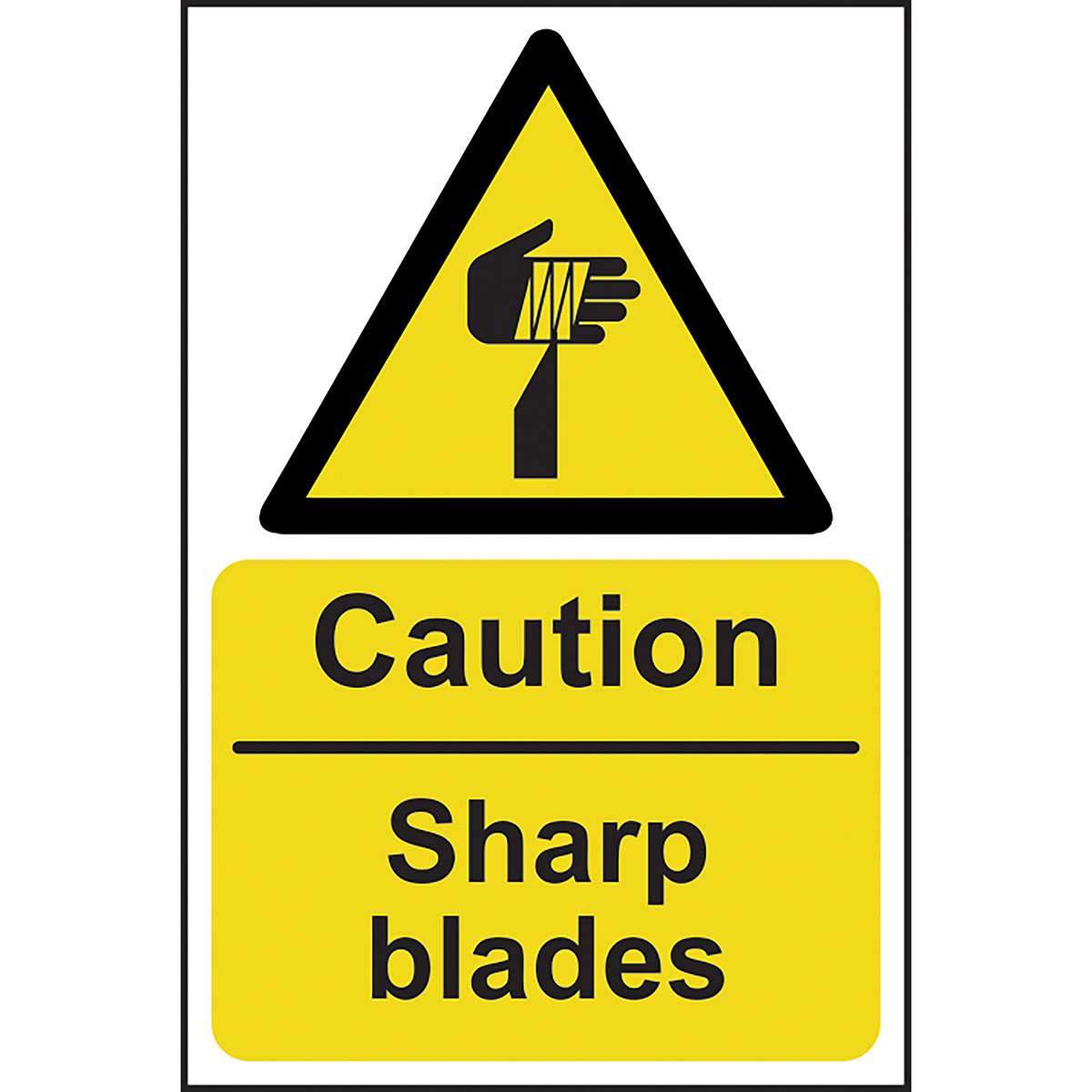Self-Adhesive Vinyl "Caution Sharp Blades" Sign 200mm x 300mm ...