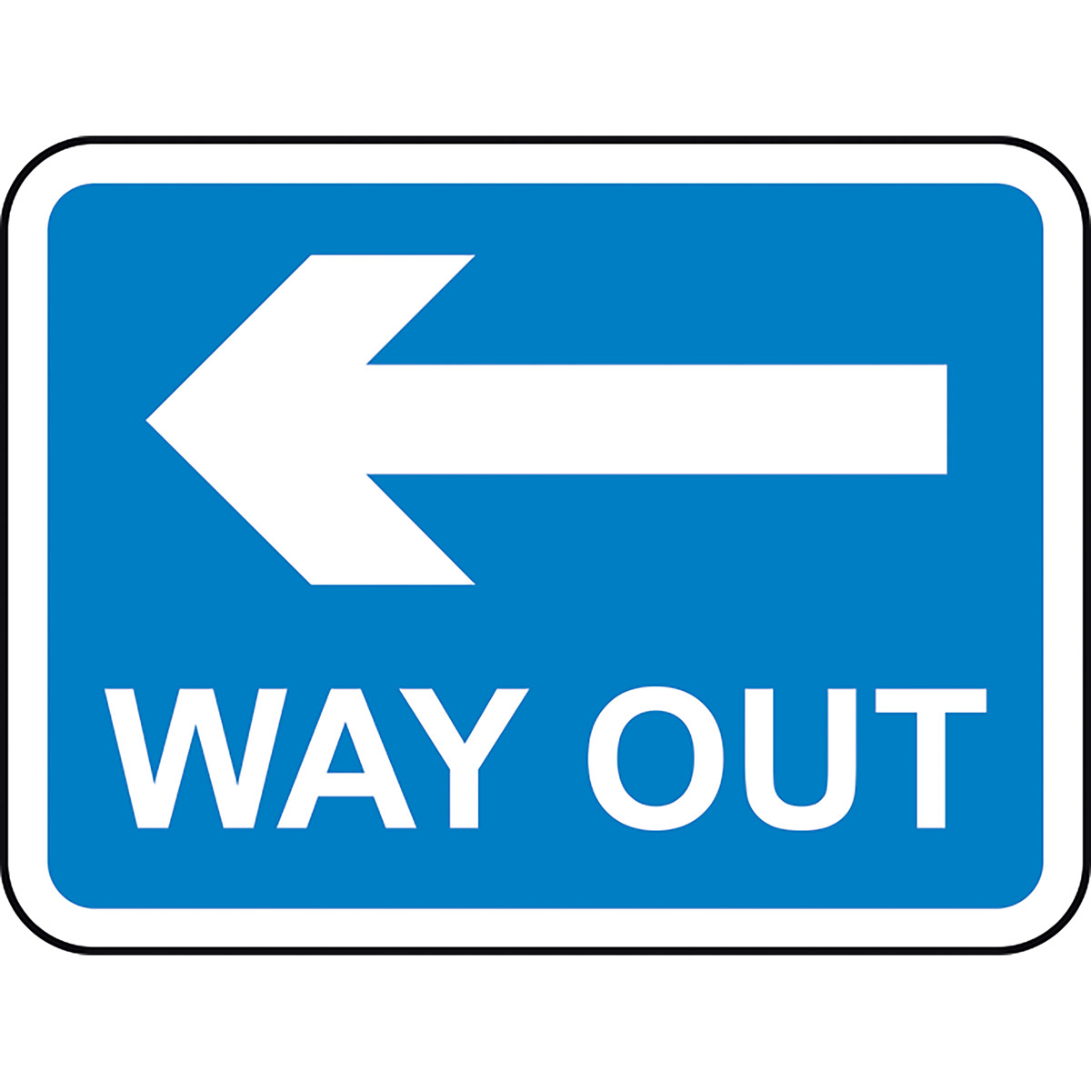 Dibond Rectangular "Way Out" Left Road Sign 600mm x 450mm | Spectrum ...