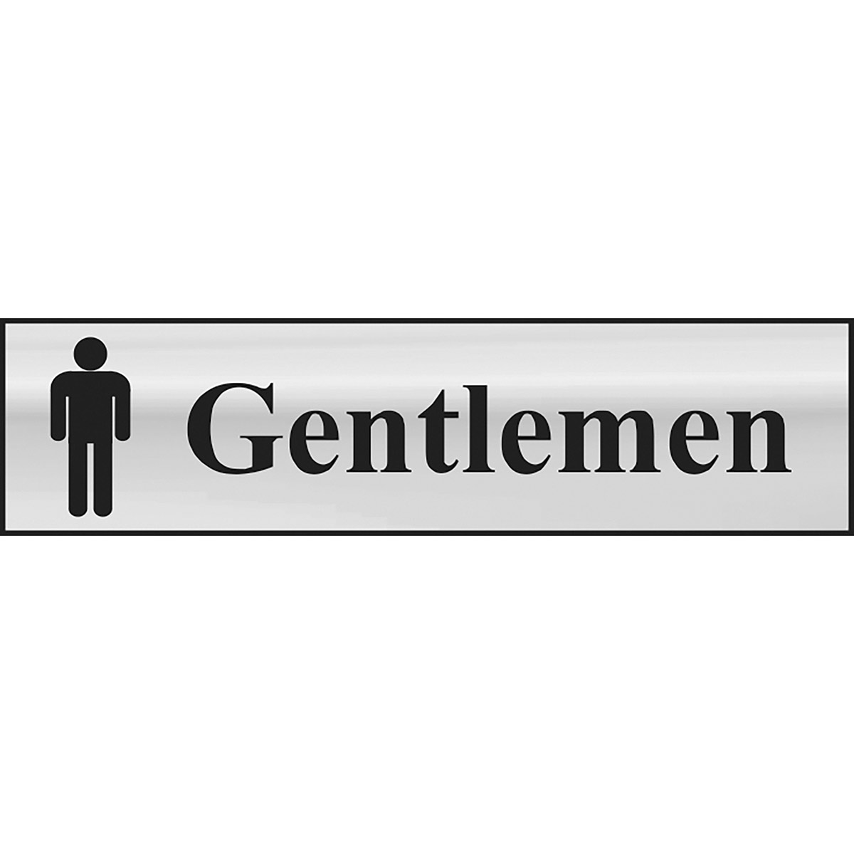 Self-Adhesive Chrome "Gentlemen" Toilet Sign 200mm x 50mm | Spectrum ...