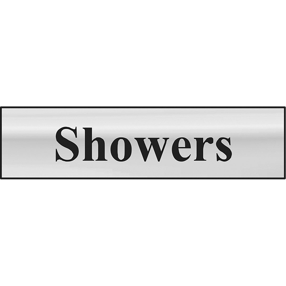Self-Adhesive Chrome "Showers" Sign 200mm x 50mm | Spectrum Industrial ...