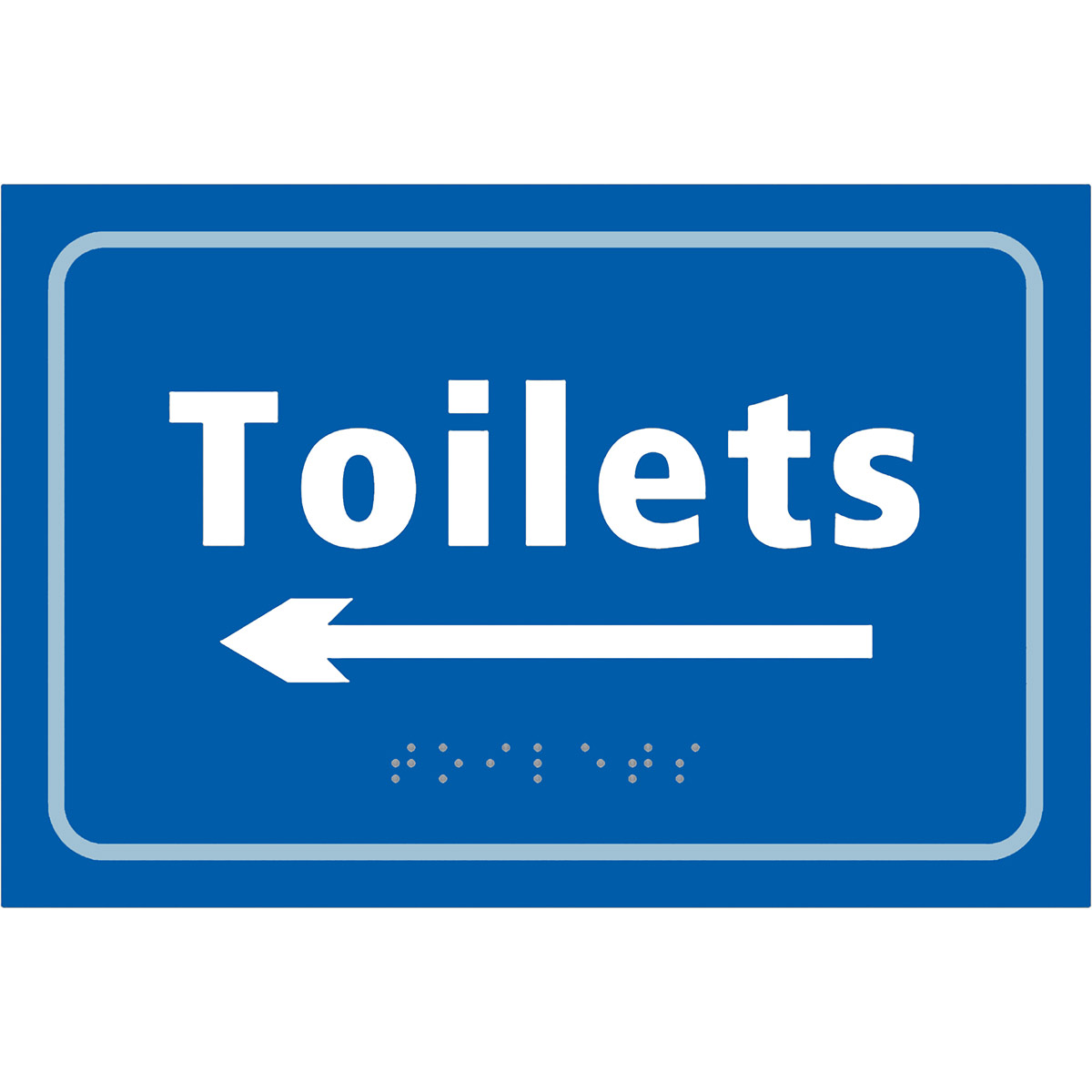 Taktyle Blue/White Self-Adhesive "Toilets" Left Braille Sign 225mm x ...