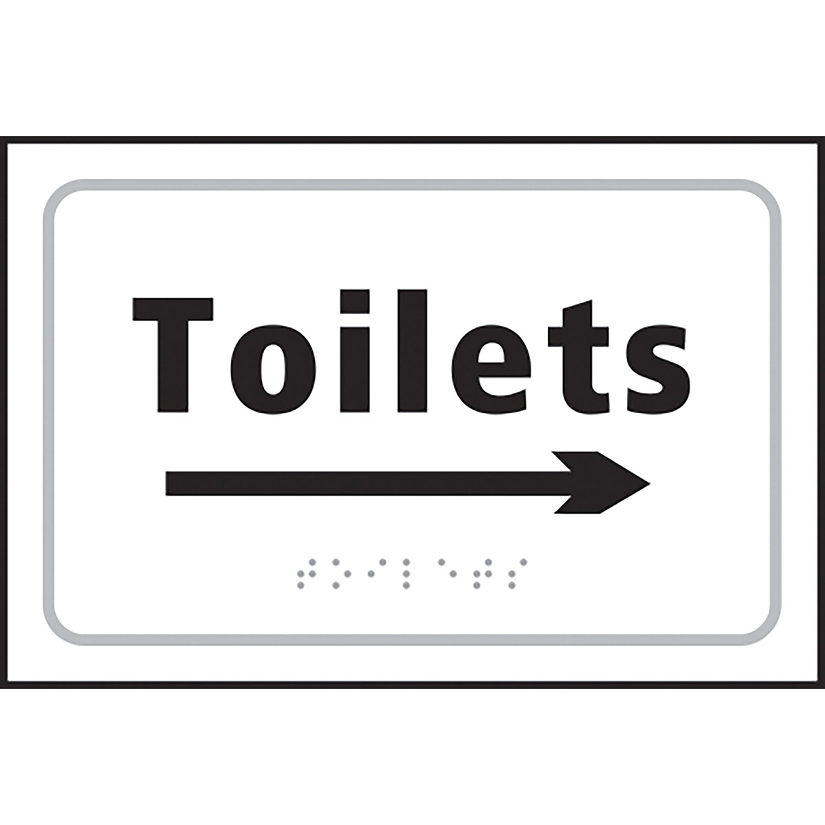 Taktyle White/Black Self-Adhesive "Toilets" Right Braille Sign 225mm x ...