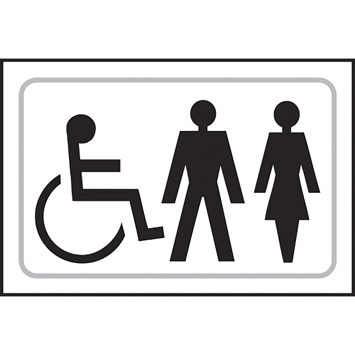 Taktyle White/Black Disabled/Men’s/Women’s Toilet Braille Sign 225mm x ...