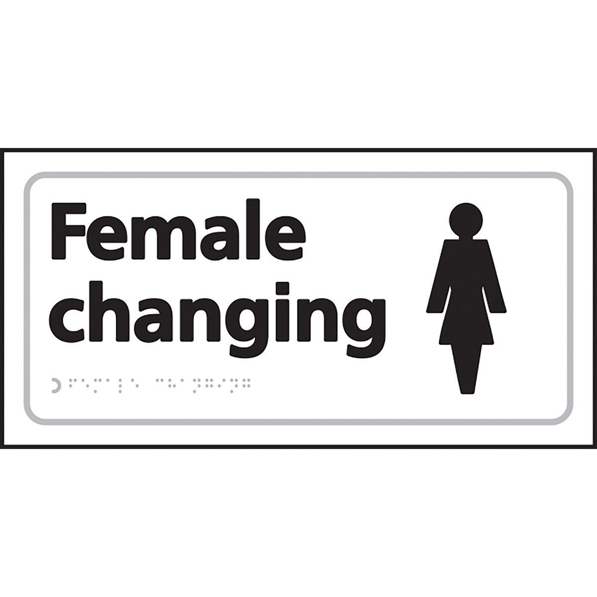 Taktyle White/Black Self-Adhesive "Female Changing" Braille Sign 300mm ...
