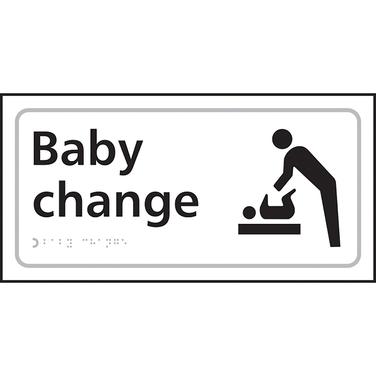 Taktyle White/Black Self-Adhesive "Baby Change" Braille Sign 300mm x ...