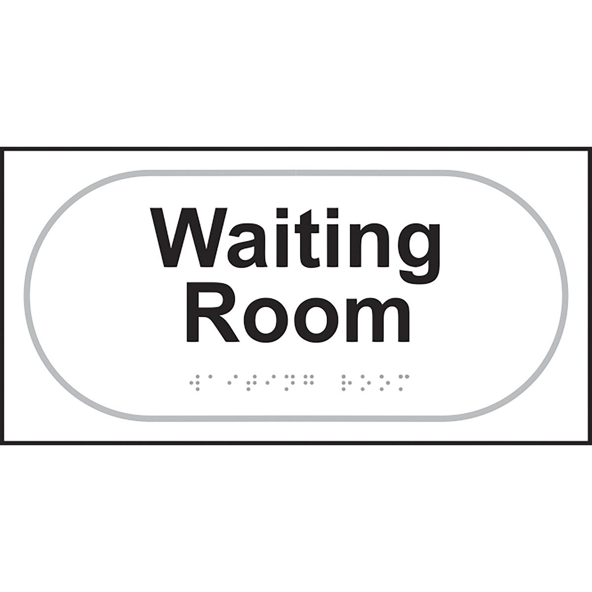 Taktyle White/Black Self-Adhesive "Waiting Room" Braille Sign 300mm x ...