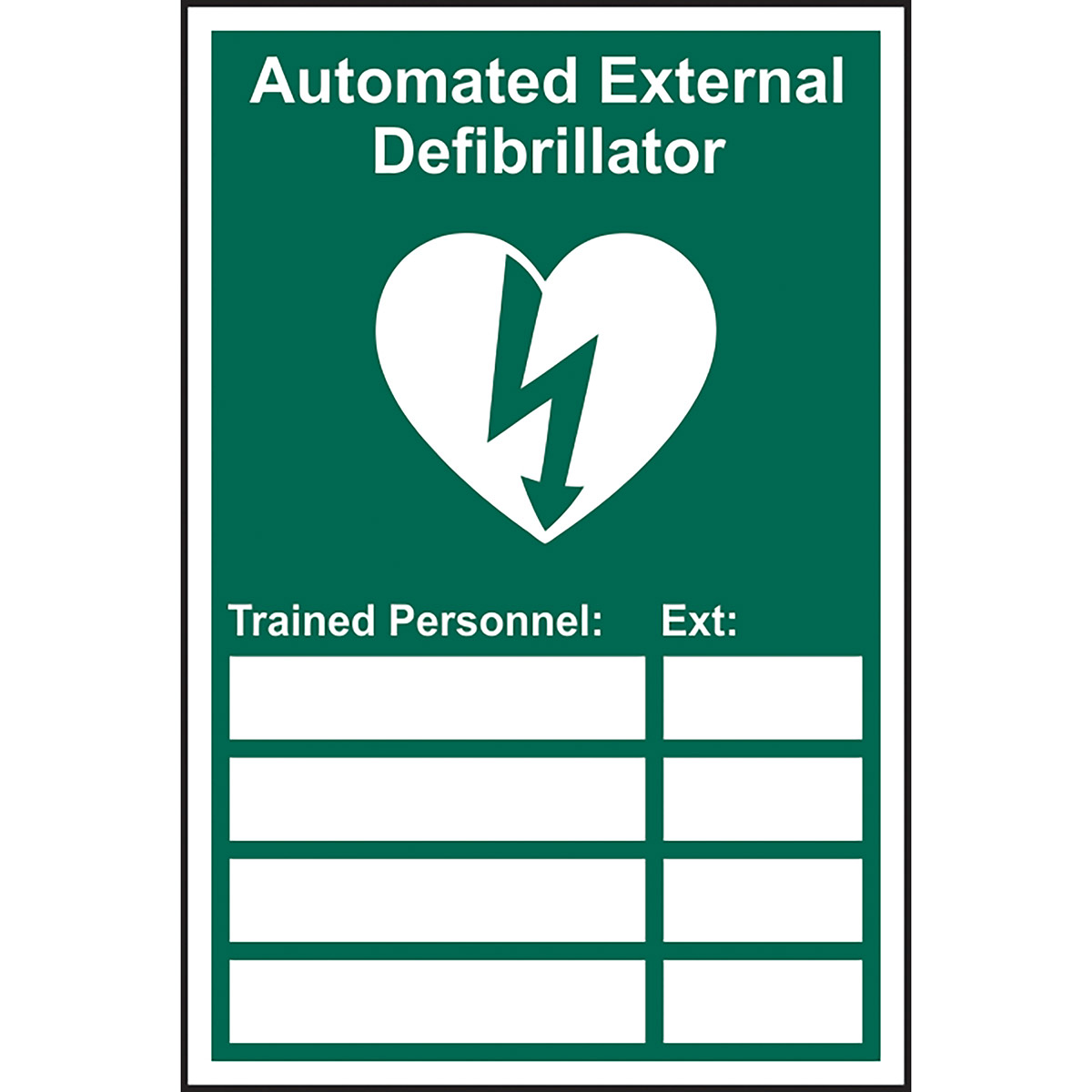PVC Automated External Defibrillator Trained Personnel Sign 200mm x ...