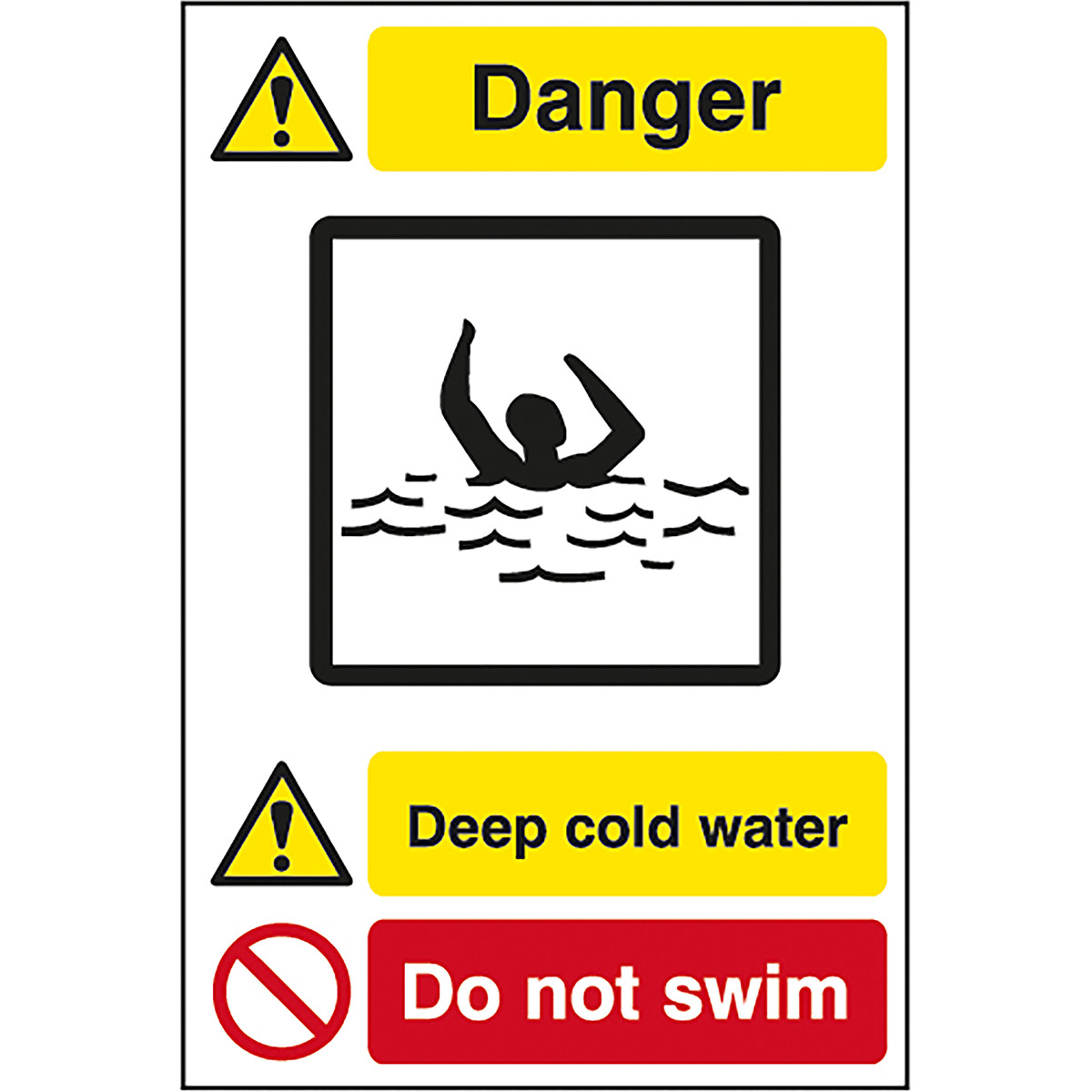 Dibond "Danger Deep Cold Water/Do Not Swim" Sign 400mm x 600mm ...