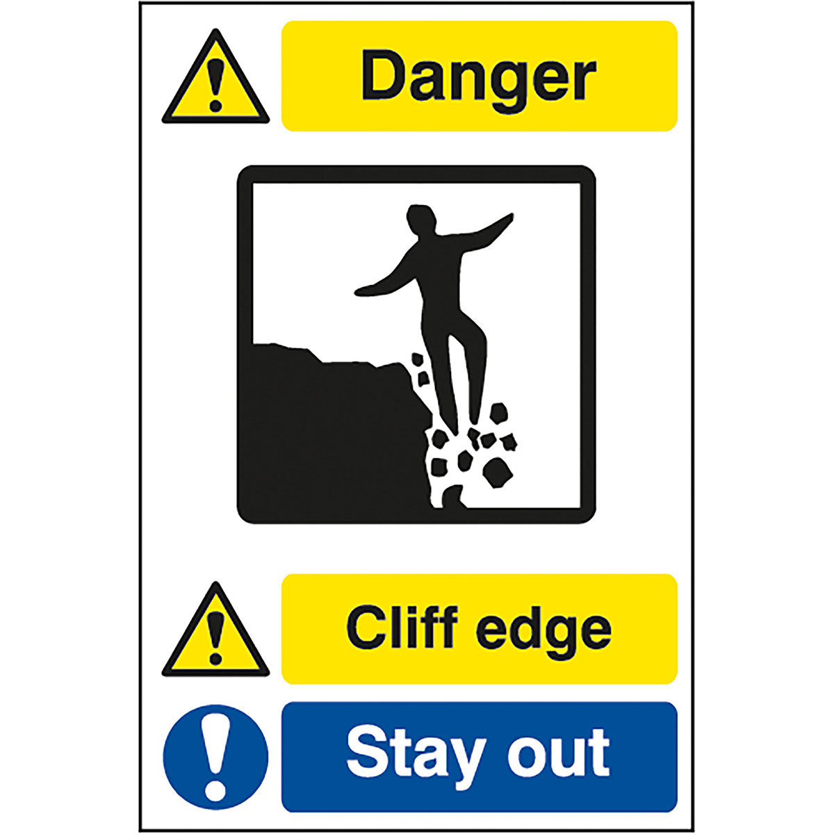 Foamex "Cliff Edge" Sign 400mm x 600mm | Trips Slips and Falls | Arco