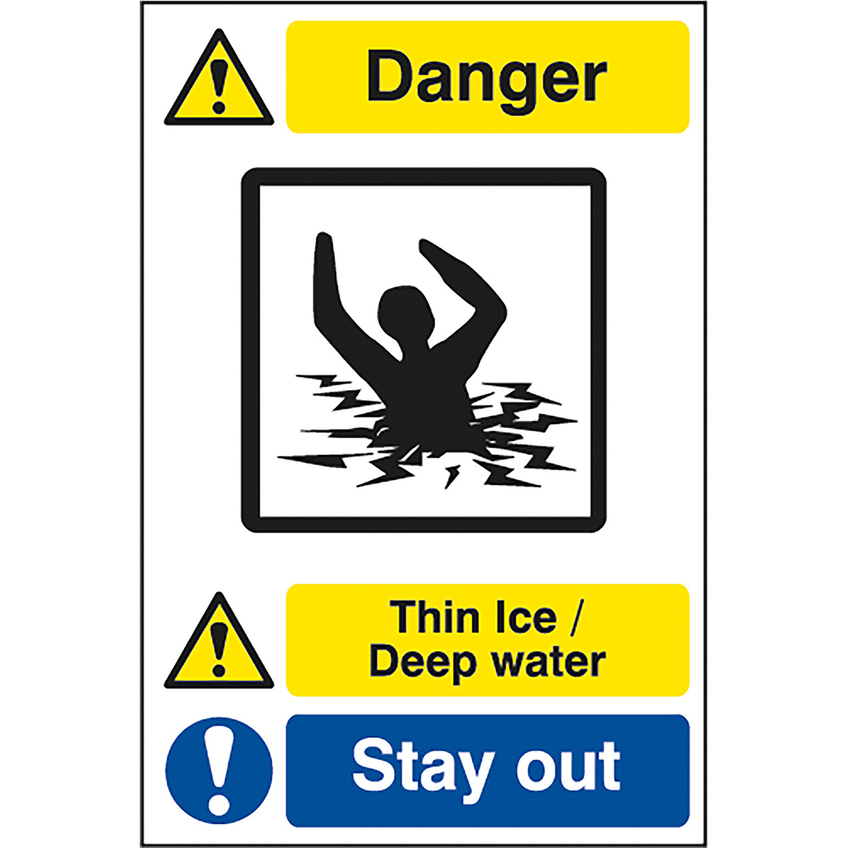 Foamex "Danger Thin Ice/Deep Water..." Sign 400mm x 600mm | Spectrum ...