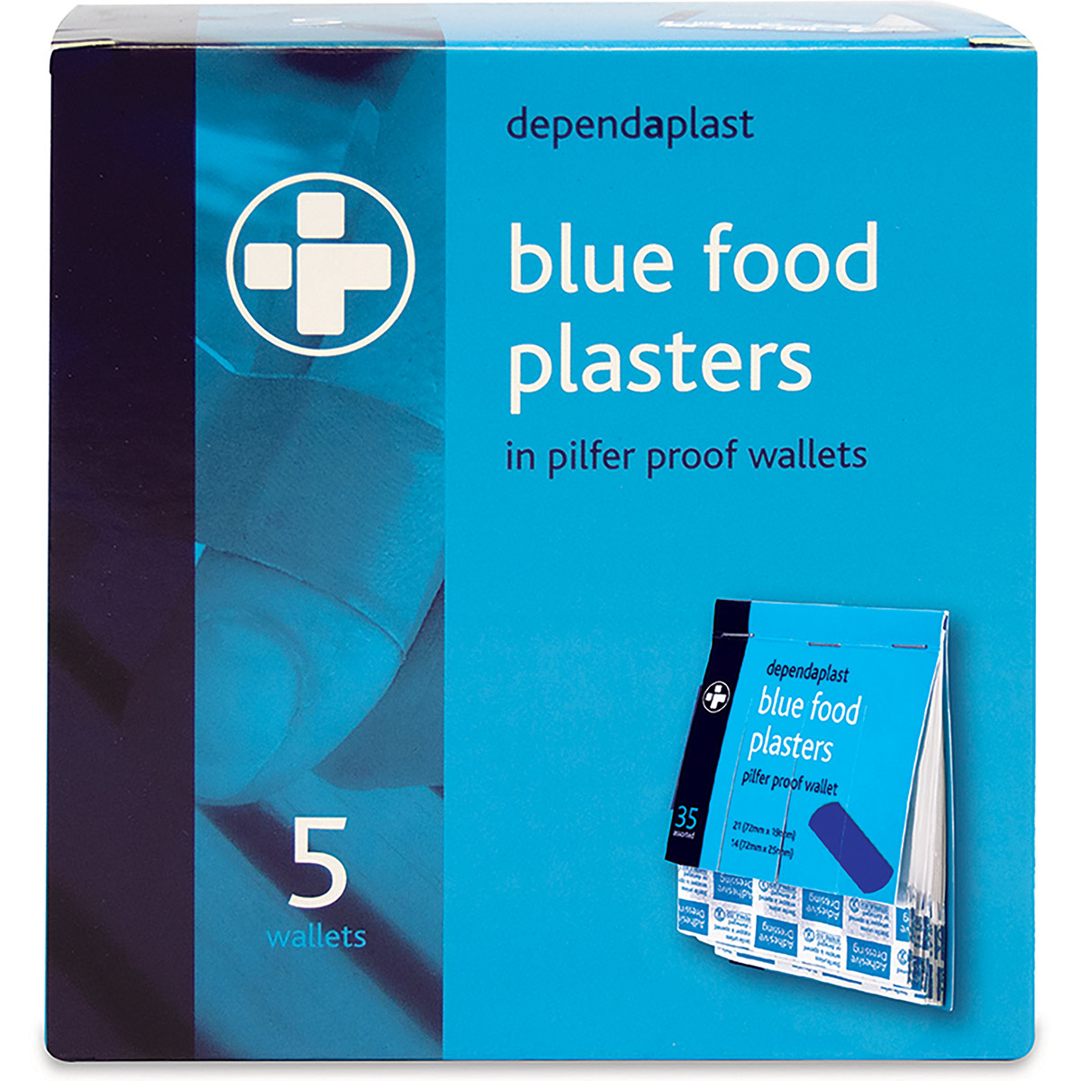Dependaplast Assorted Pilfer-Proof Blue Food Plasters Pack (Box of 5 ...