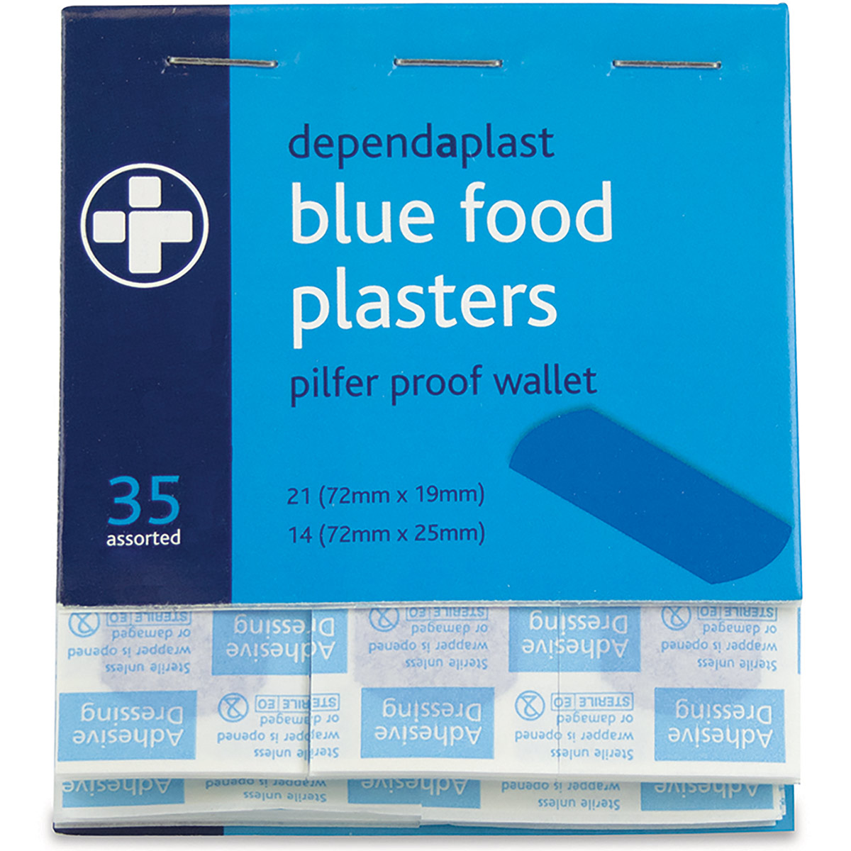 Dependaplast Assorted Pilfer-Proof Blue Food Plasters Pack (Box of 5 ...
