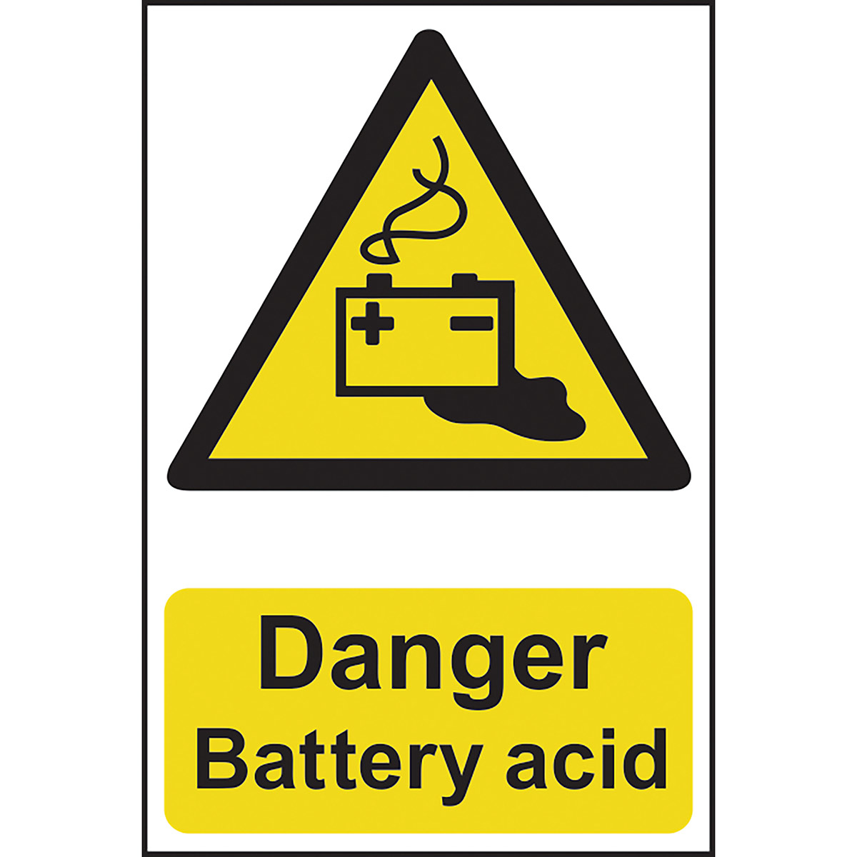 Self-Adhesive PVC "Danger Battery Acid" Sign 200mm x 300mm | Spectrum ...