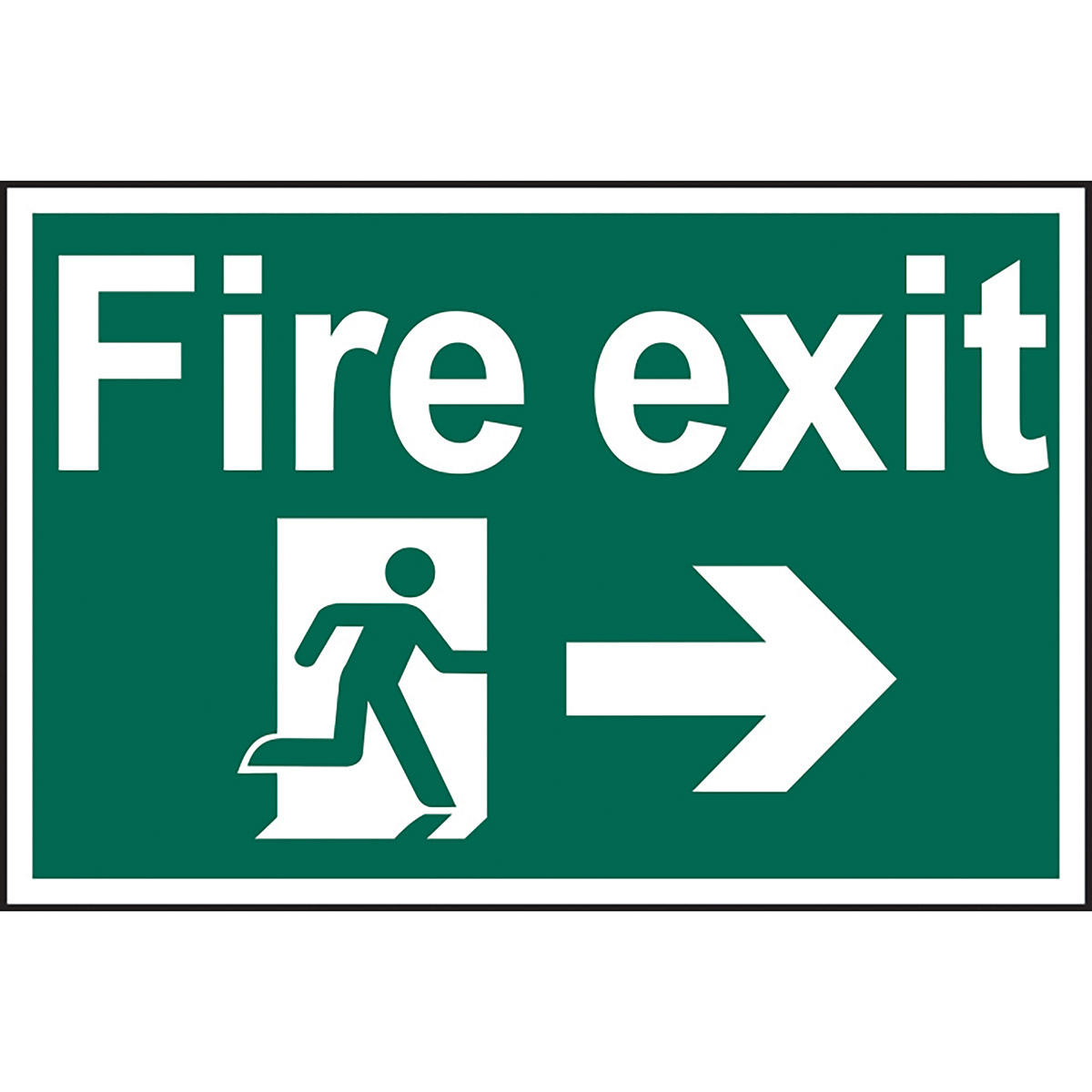 Self-Adhesive PVC "Fire Exit" Right Arrow/Man Sign 300mm x 200mm ...