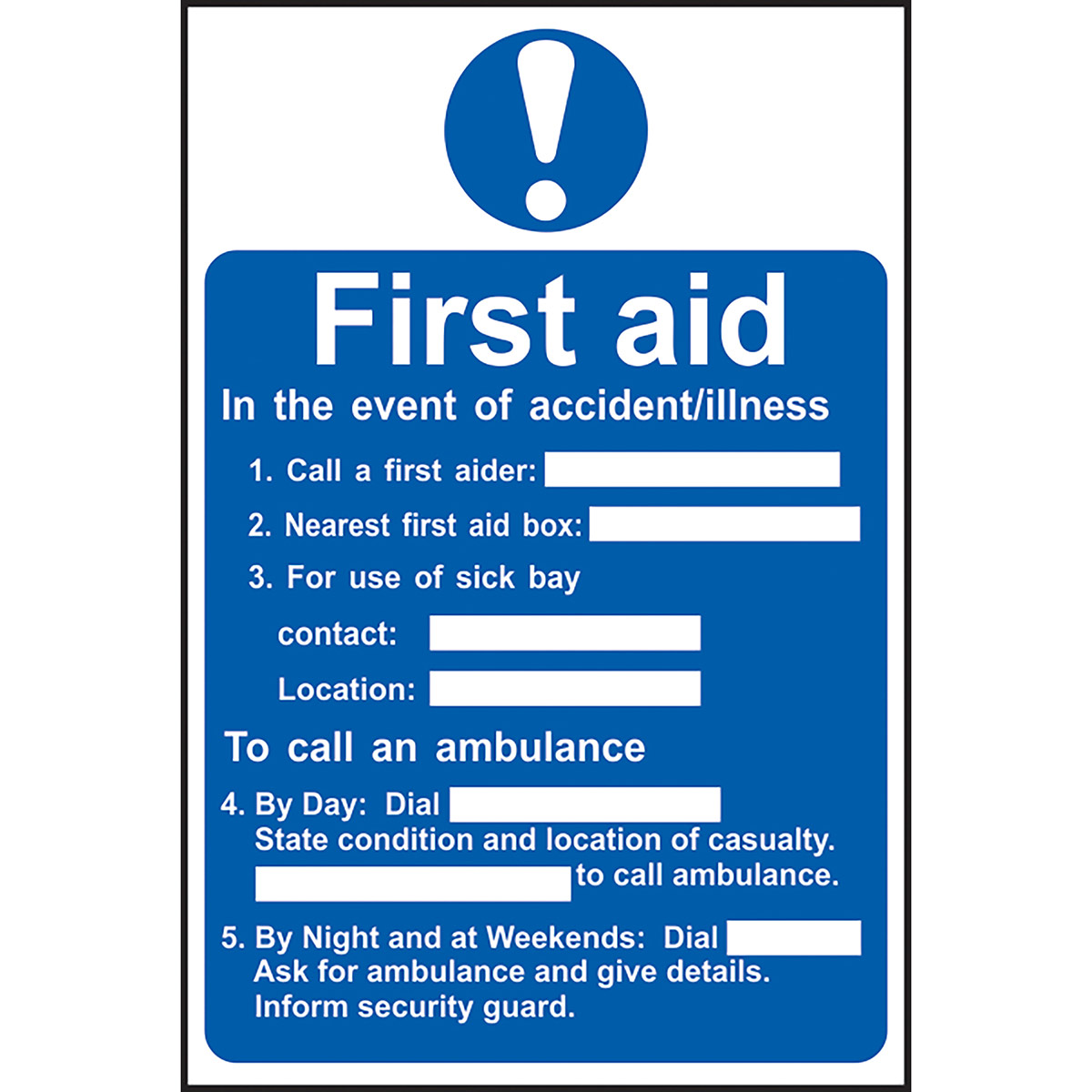 Self-Adhesive Vinyl First Aid Procedure Sign 200mm x 300mm | Spectrum ...