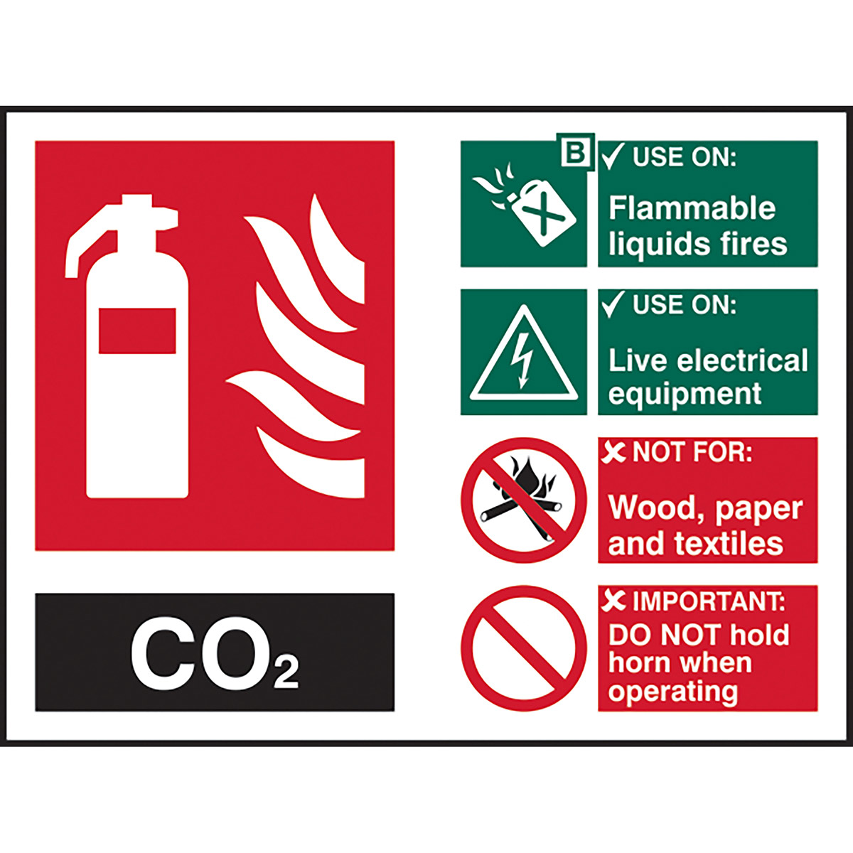 Self-Adhesive Vinyl CO2 Fire Extinguisher Information Sign 200mm x ...