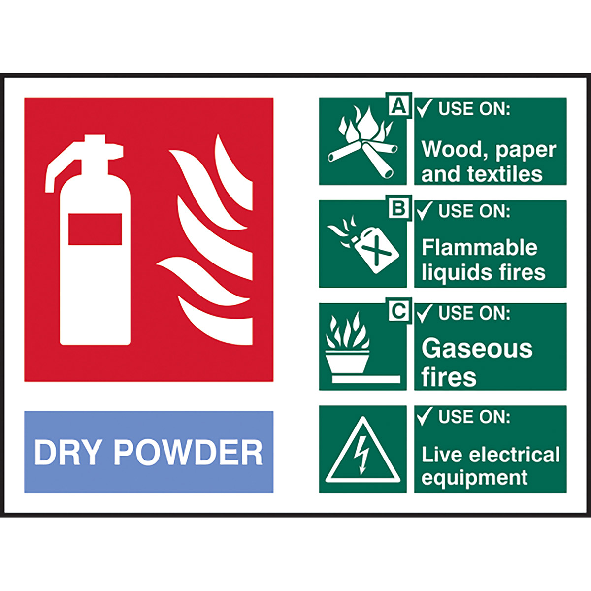 Self-Adhesive Vinyl Dry Powder Fire Extinguisher Sign 200mm x 150mm ...