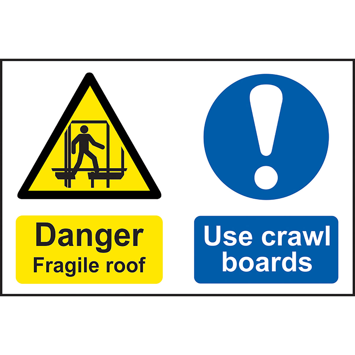 PVC "Danger Fragile Roof/Use Crawl Boards" Sign 600mm x 400mm ...