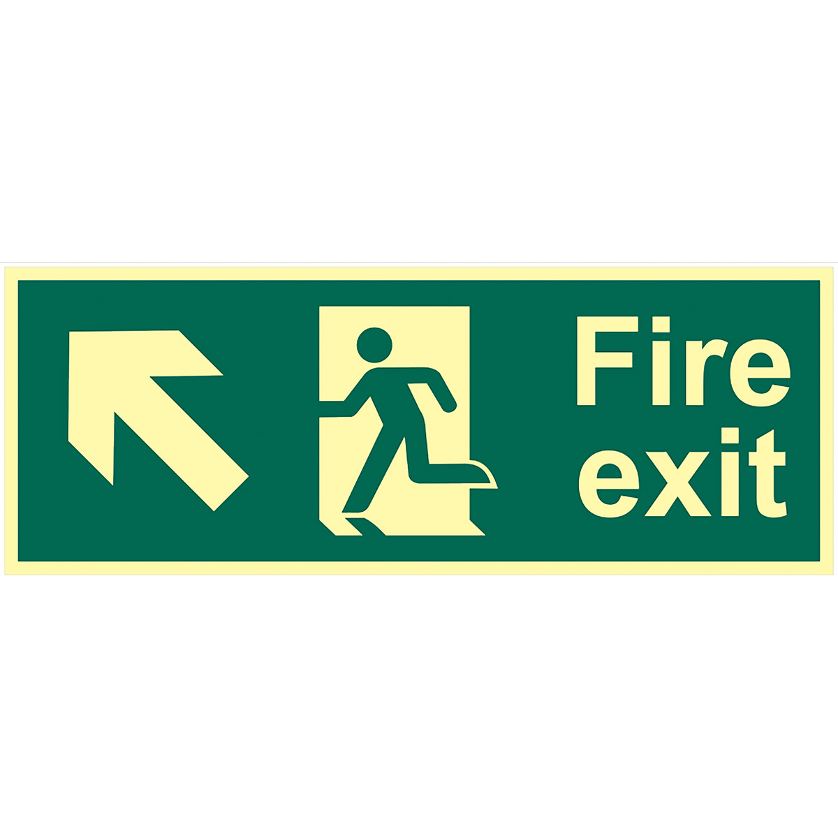 Self-Adhesive Vinyl Photoluminescent Fire Exit Up/Left Sign 400mm x ...