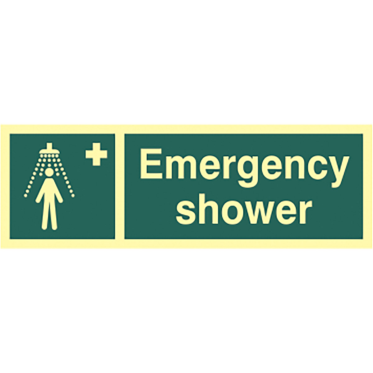 Self-Adhesive Vinyl Photoluminescent "Emergency Shower" Sign 300mm x ...