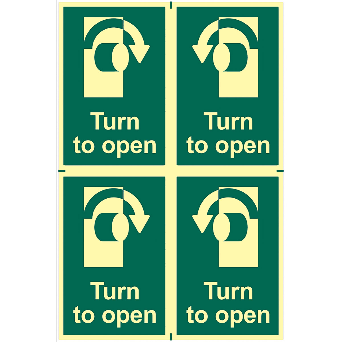 Vinyl Photoluminescent "Turn To Open" Sign 100mm x 150mm (Pack of 4 ...