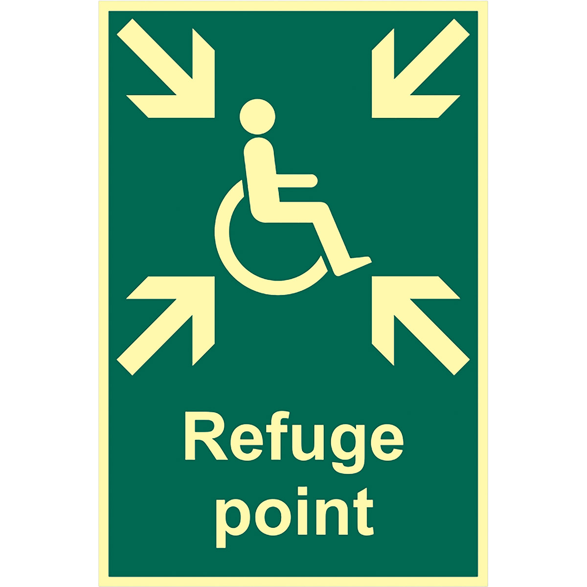 Vinyl Photoluminescent Disabled "Refuge Point" Sign 200mm x 300mm ...