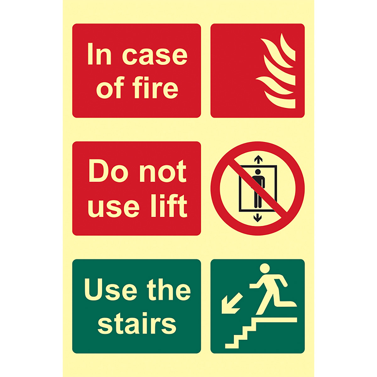 Self-Adhesive Vinyl Photoluminescent Fire Instruction Sign 200mm x ...