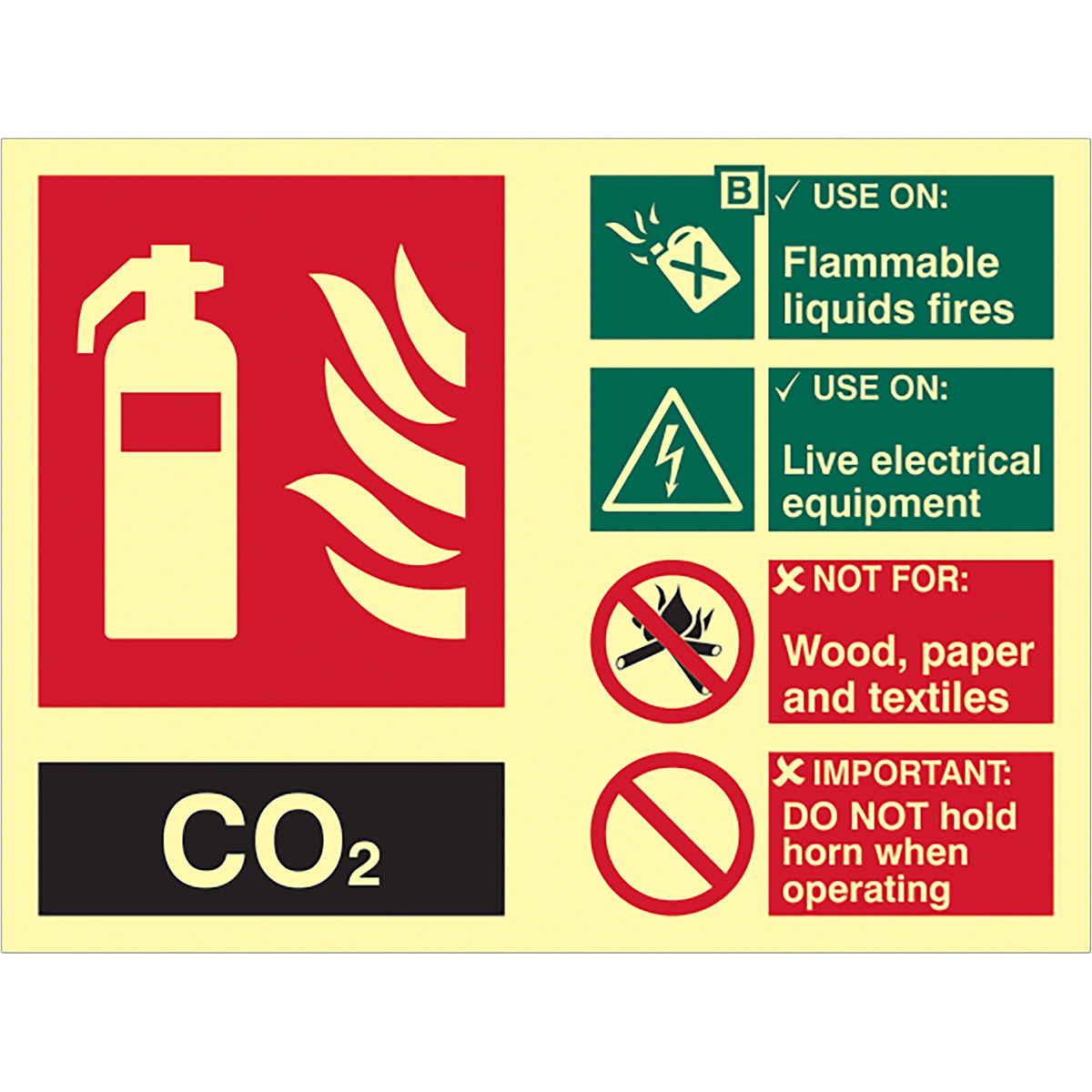 Self-Adhesive PVC Photoluminescent CO2 Extinguisher Sign 200mm x 150mm ...