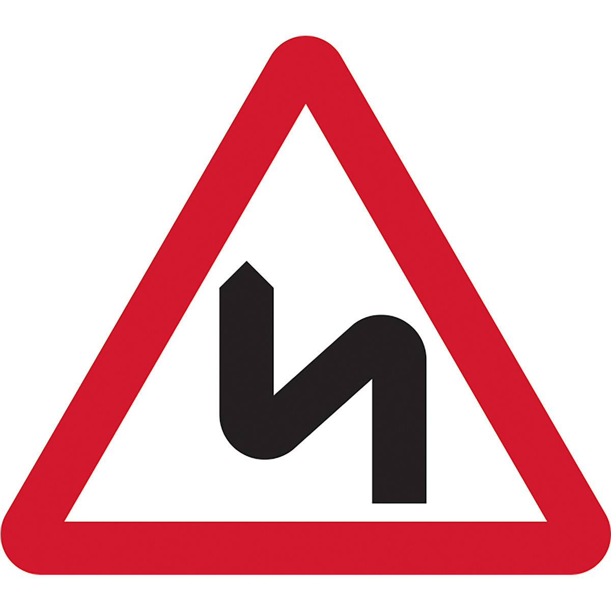 Dibond Triangular Double Bend Ahead Symbol Road Sign with Channel 600mm ...