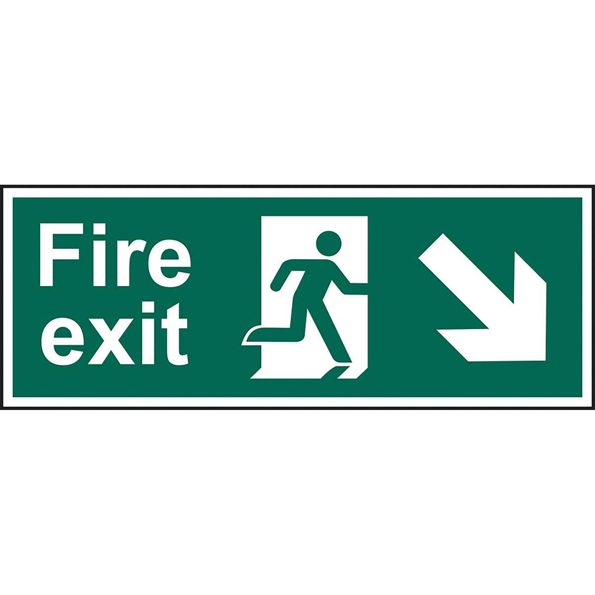 Self-Adhesive PVC "Fire Exit" Down/Right Arrow Sign 400mm x 150mm ...