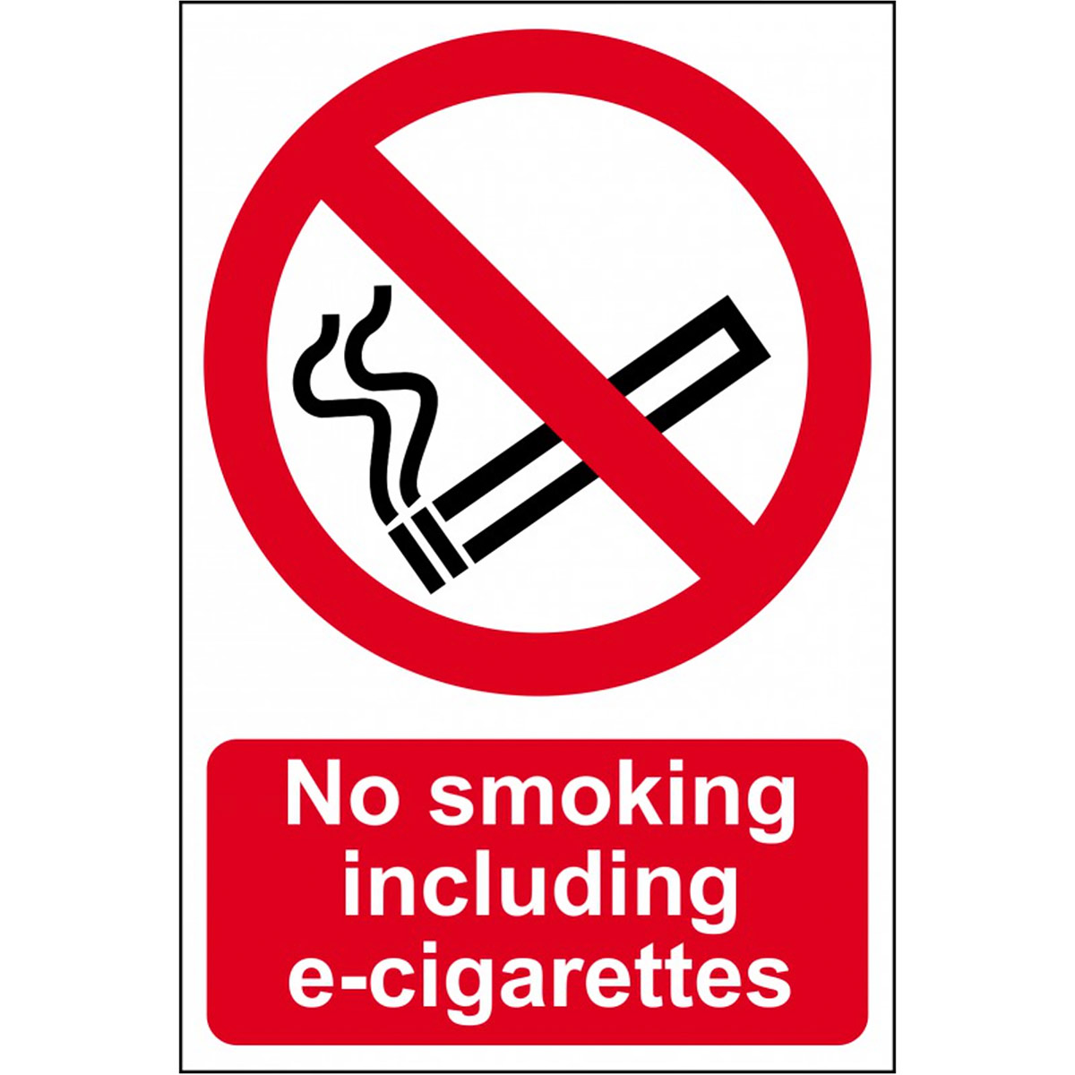 Self-Adhesive PVC "No Smoking Including E-Cigarettes" Sign 200mm x ...