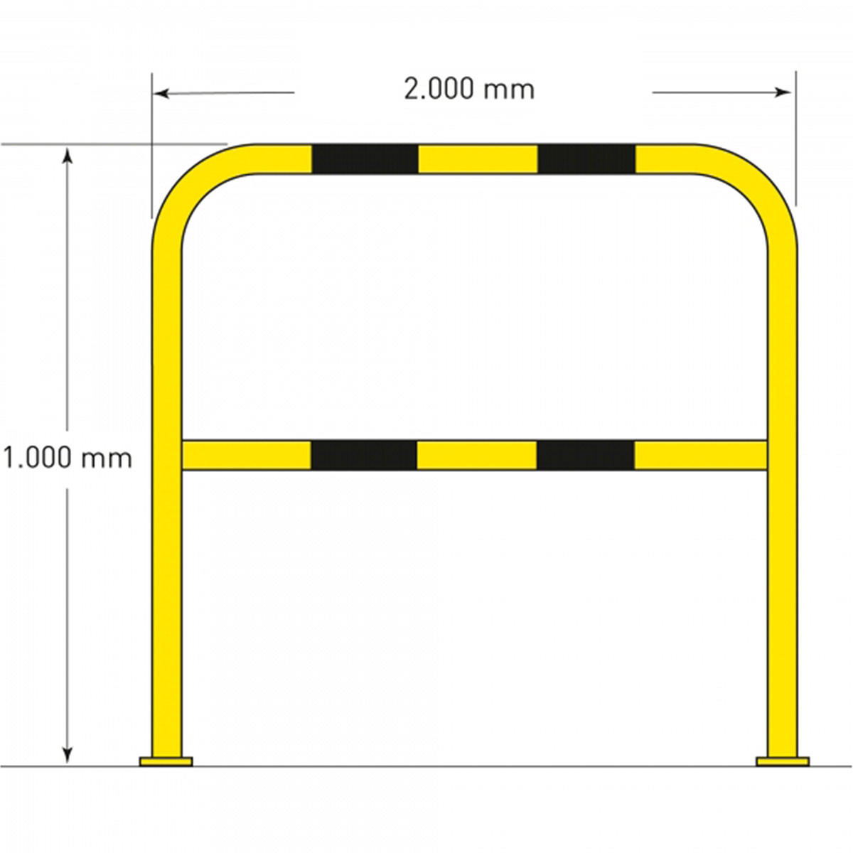 TRAFFIC-LINE Yellow/Black Outdoor Steel Hoop Barrier 1m x 2m | Traffic ...
