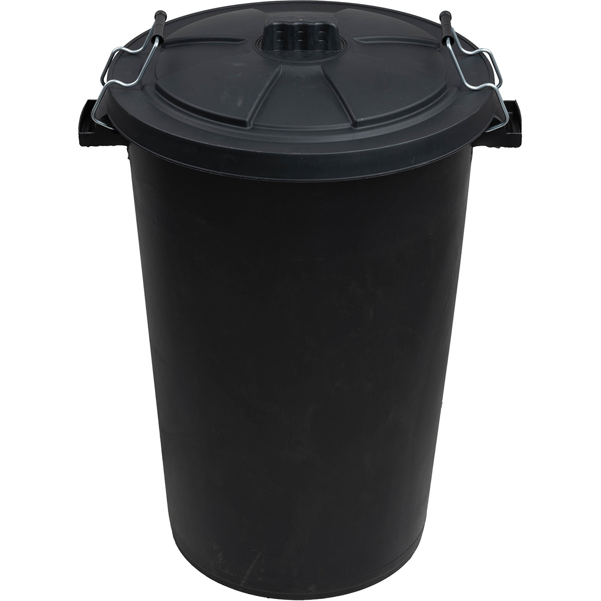 Black 80L Plastic Dustbin with Lid Clips | Brushware | Rubbish Bins ...