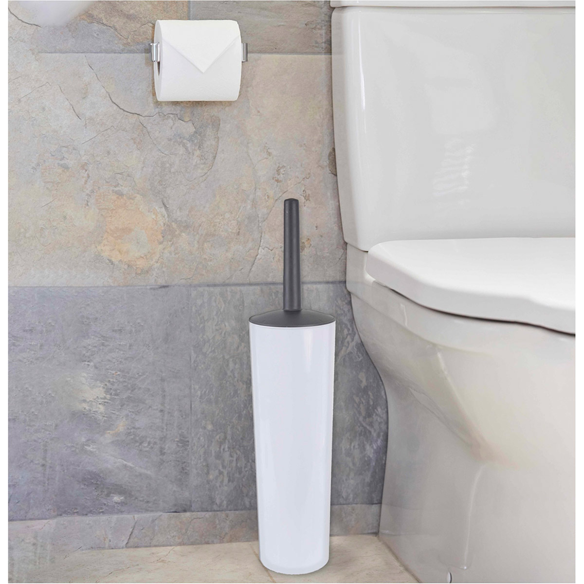 Robert Scott White/Grey Enclosed Toilet Brush Set | Robert Scott ...