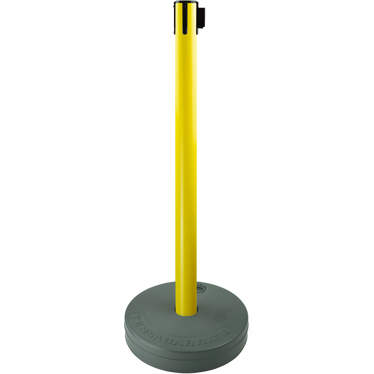 Tensabarrier Yellow Retractable Outdoor Barrier Post with Black/Yellow ...