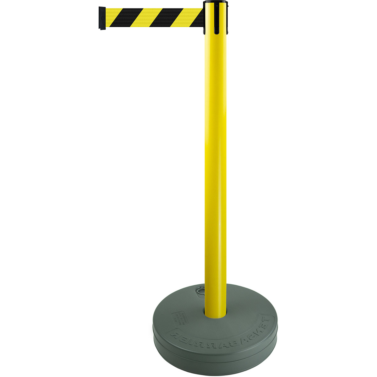Tensabarrier Yellow Retractable Outdoor Barrier Post with Black/Yellow ...