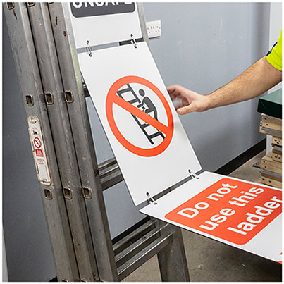 Spectrum Industrial "Locked Out" 90mm Three Panel Ladder Lockout ...